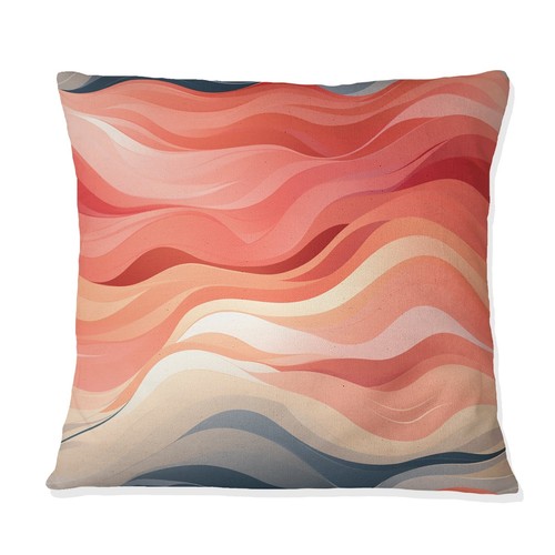 Designart "Pink And Coral Wave Horizon" Coastal Printed | eBay