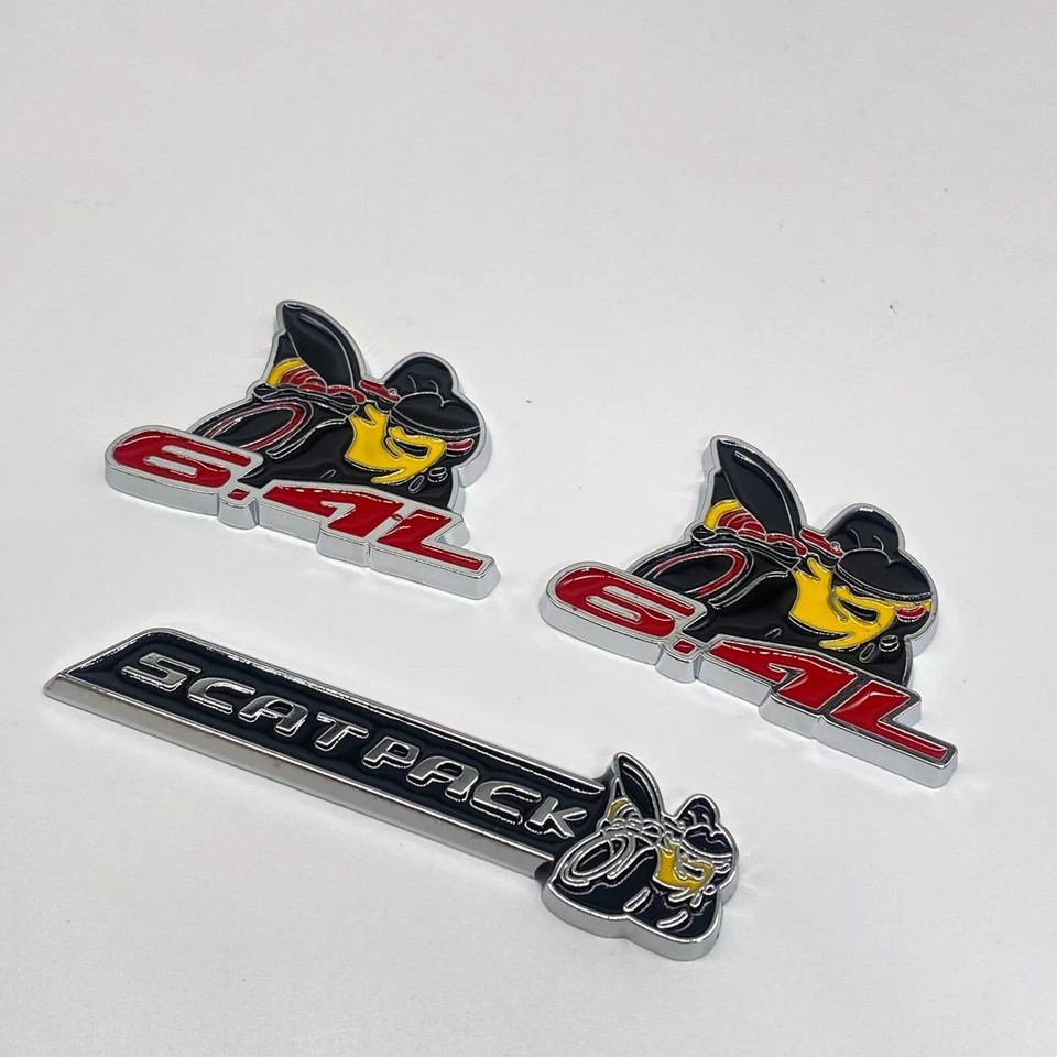 3Pcs Zinc Alloy 6.4L Super SCAT PACK Bee Emblems Fender Badges 3D ...