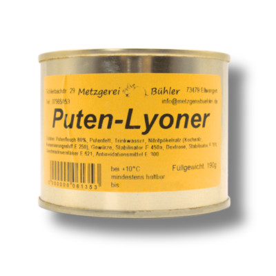 Puten Lyoner 190g Dosenwurst Wurstkonserve Metzgerei Bühler ...