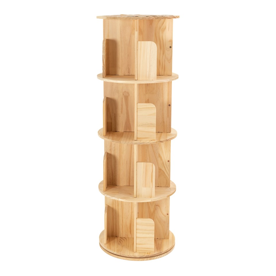 Bookshelf Rotating 4 Tier 360 Display Shelf Floor Stand Storage Display ...