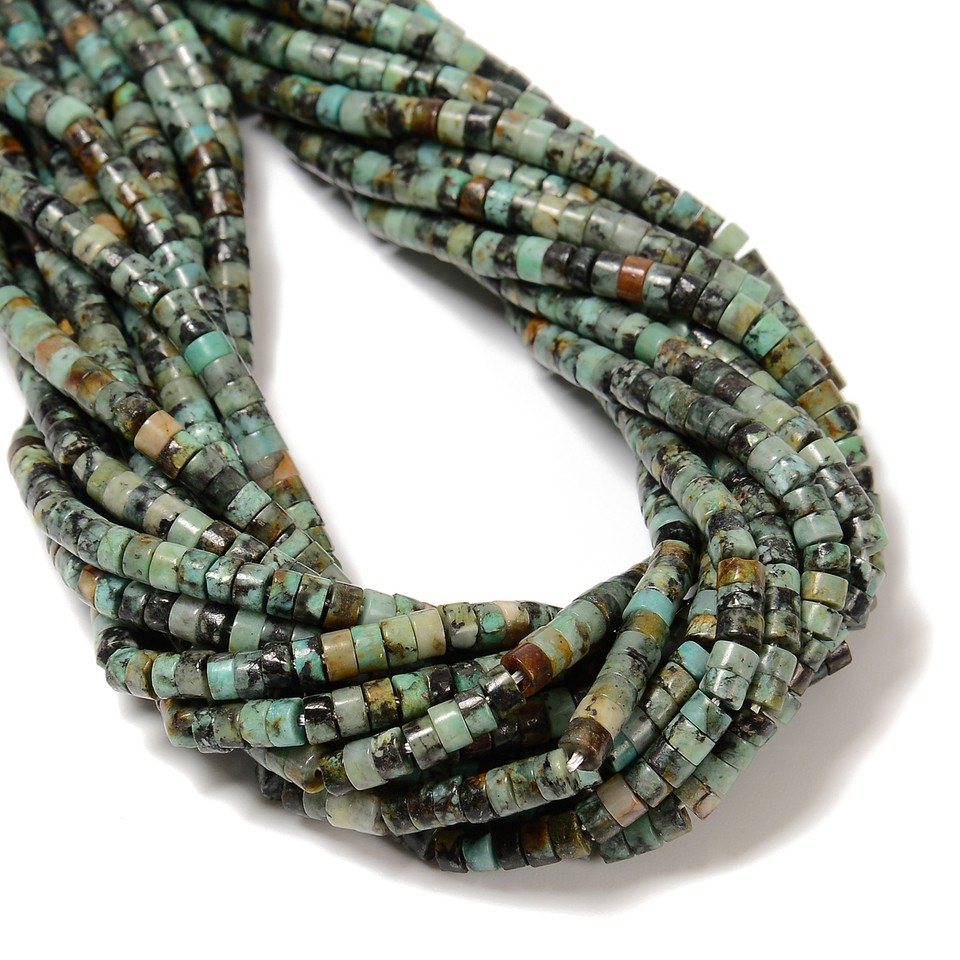 Natural African Turquoise Heishi Disc Beads Size 2x4mm 15.5'' Strand | eBay