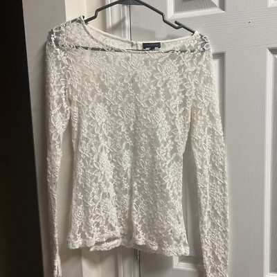 The Limited Women’s Small Sheer White Long Sleeve Floral Top EUC | eBay