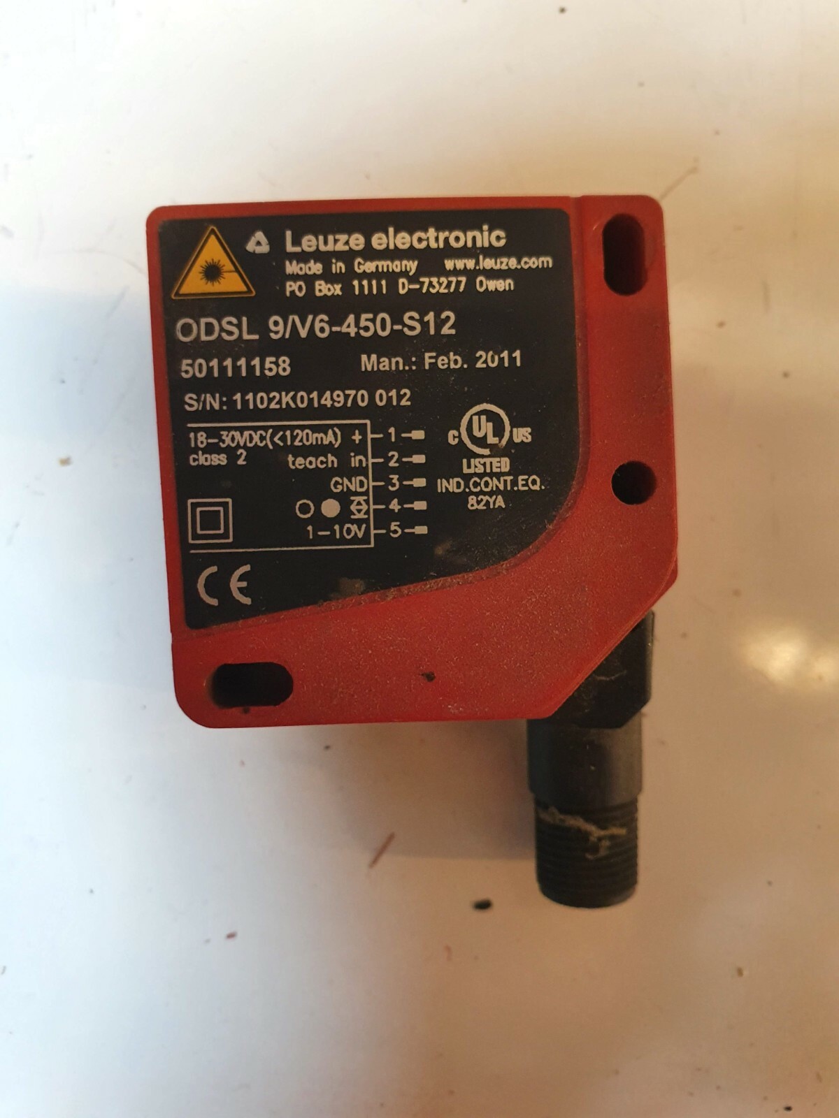 LEUZE ELECTRONIC Odsl 9/V6-450-S12 Optical Remote Sensor | eBay
