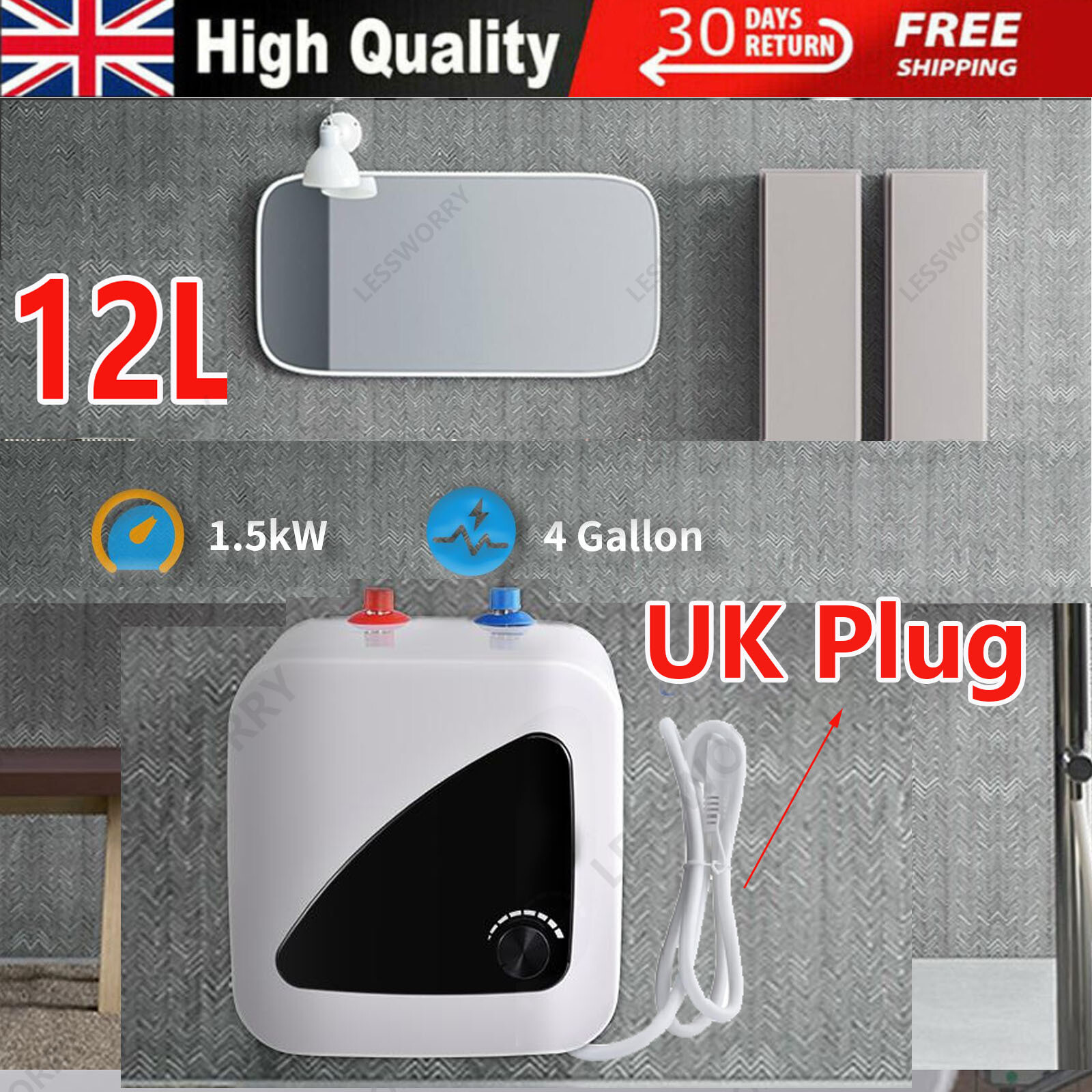 1.5KW Electric Instant Hot Water Heater Under Sink Small Water Tank ...