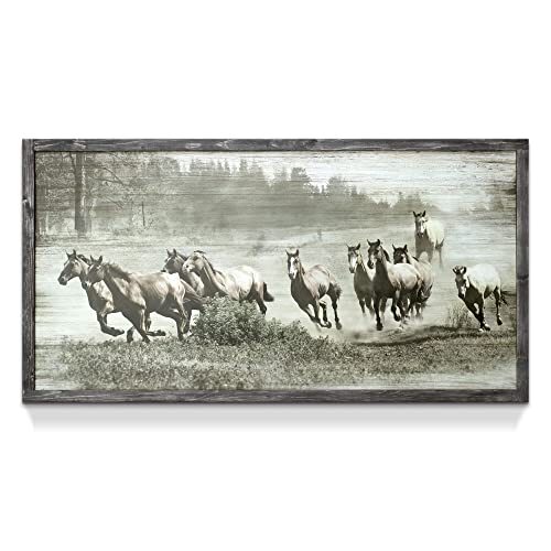 s Picture Wall Decor: Rustic Framed Painting 40 x 20 Inches Running ...