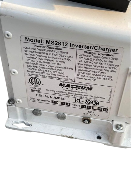 Magnum Energy 2800W 12VDC Pure Sine Inverter Charger MS Series (MS2812 ...