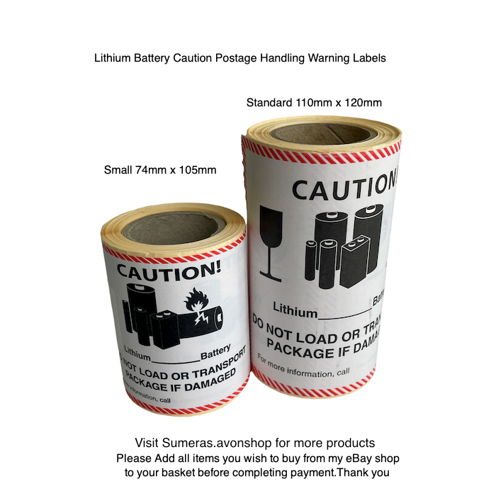 Lithium Battery Caution Postage Handling Warning Labels Pick Size & Qty ...