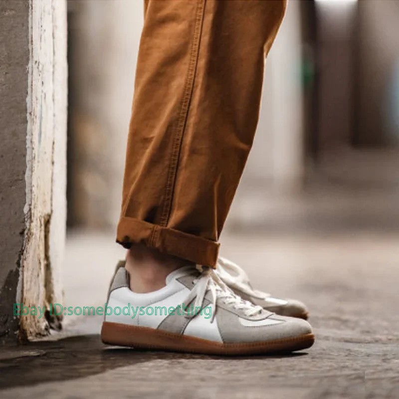 70s German Army Trainer Shoes Mens Lace Up Faux Leather GAT Sneaker ...