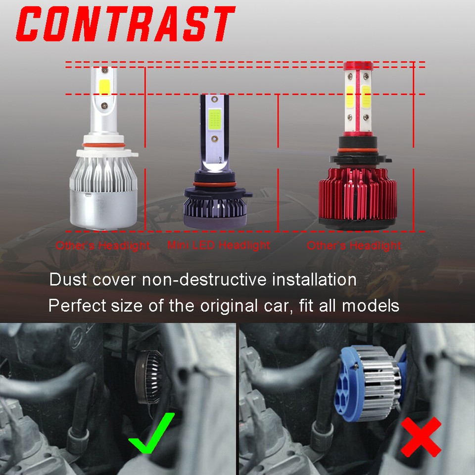 4x 9005 9006 LED High Low Beam Combo Headlight Bulbs Kit 8000K Ice Blue ...