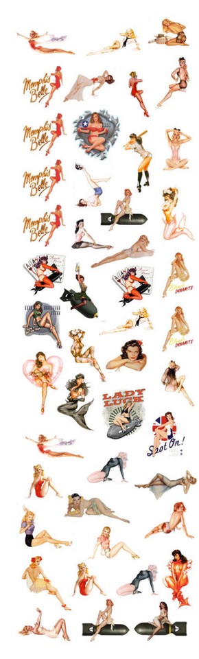 Nose Art WW2 Pin Ups Girls Water Slide Decals for model airplane or ...