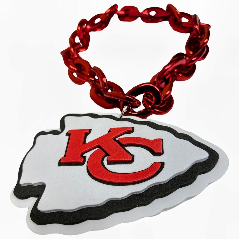 New NFL Kansas City Chiefs RED Big Fan Chain Logo Necklace Free Fast ...
