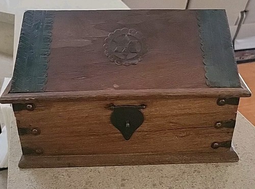 Wood Treasure Chest Style Box Vintage Jewelry Gothic Medieval | eBay