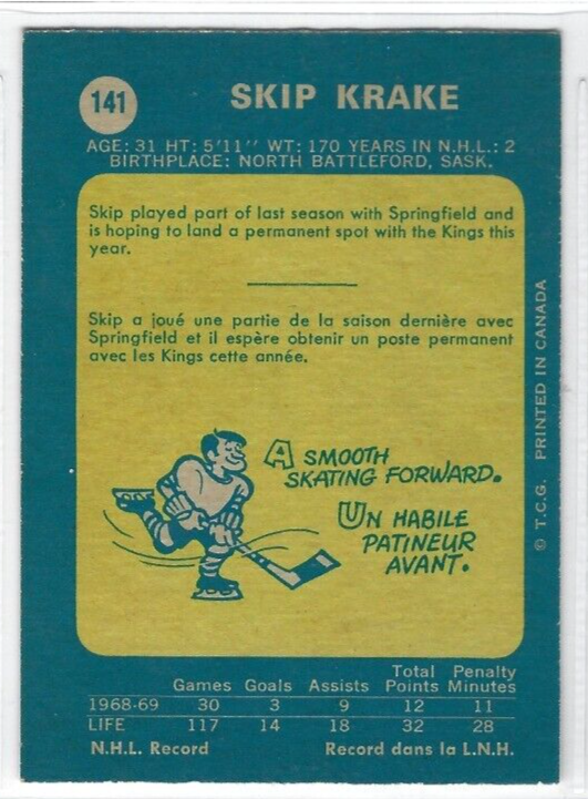 1969-70 O-Pee-Chee #141 Skip Krake | eBay