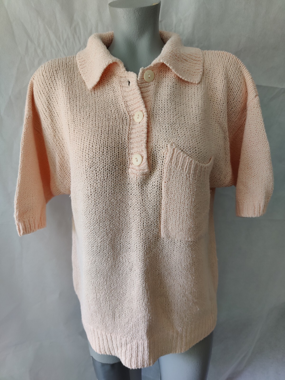 Vintage Here's A HUG PINK Partial Button Sweater Pock… - Gem