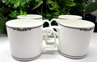 Set of 4 Oneida Bone China Coffee/Tea Cups with Saucers – Made in USA ...