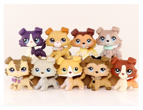 9PCS Pet Shop LPS Collie Dog Collectable Kids Gift Rare lps Collection ...