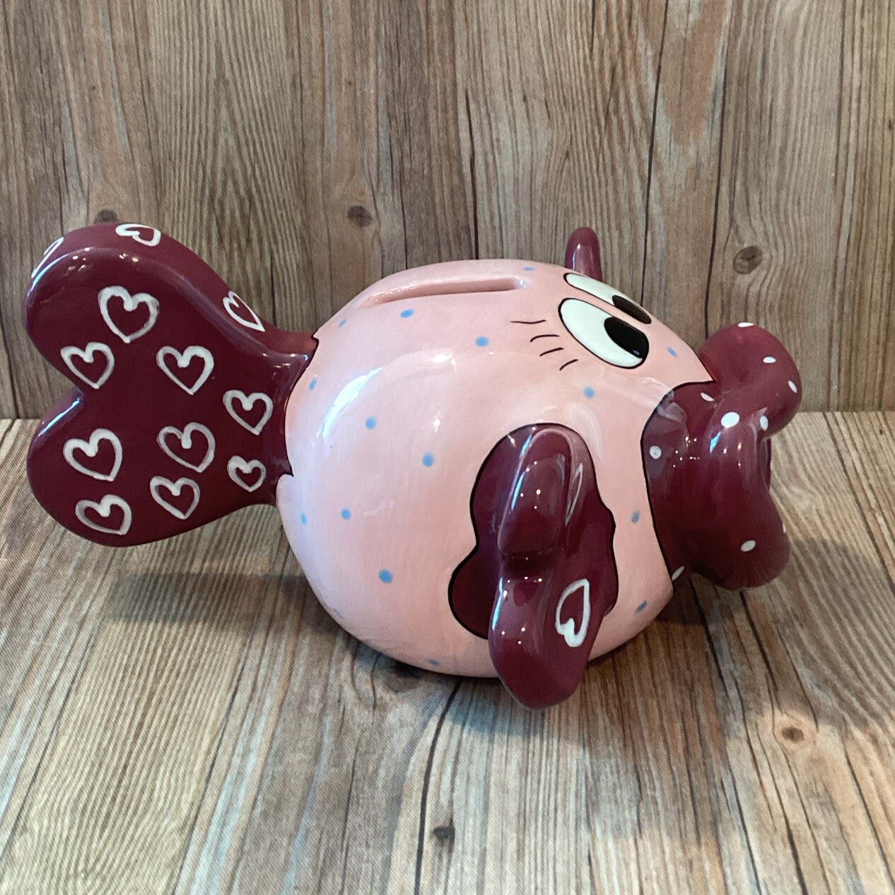 Pati Ganz Signed Kissy Face Smoochie Fish Bank Pink & Purple With ...