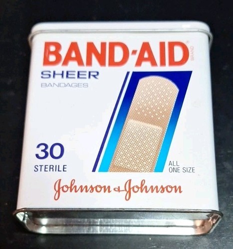Vintage Metal Band-Aid Container w/ a few bandages~Johnson & Johnson ...