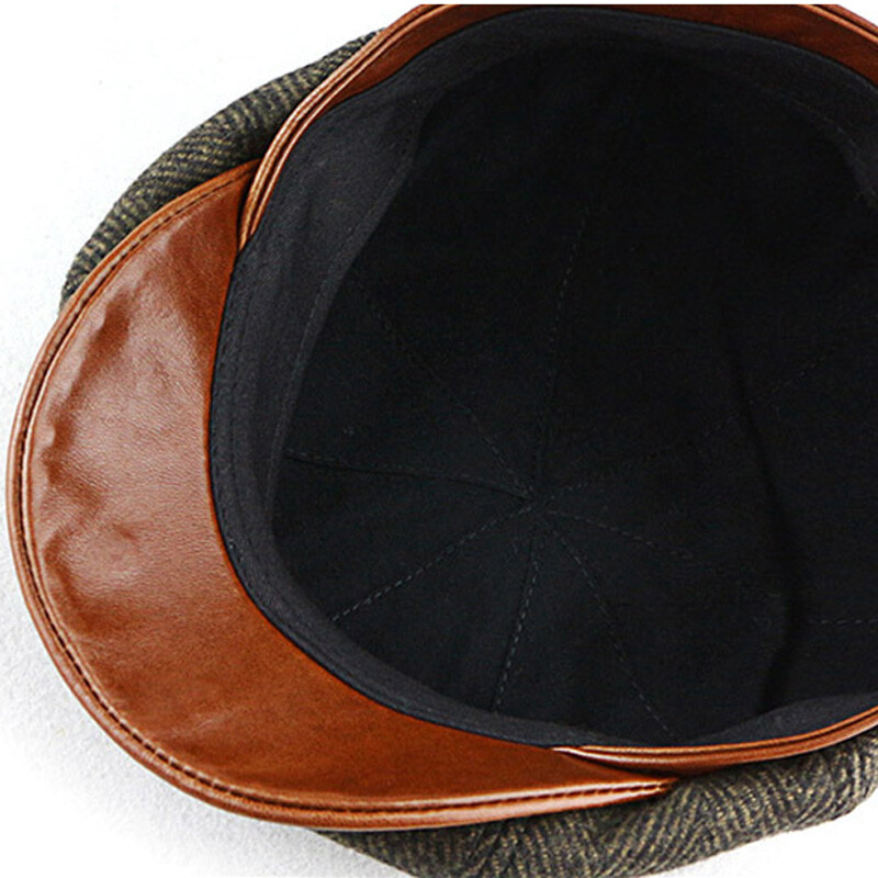 Retro Men's Sheepskin Woolen Octagonal Hat Beret Newsboy Painter Hats ...