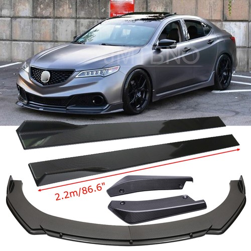 For 2015-2017 Acura TLX Carbon Fiber Front Bumper Spoiler / Side Skirt ...