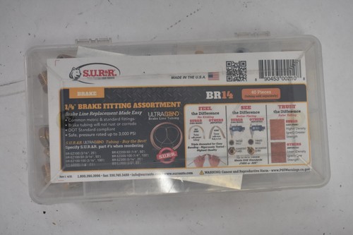 SURR 1/4" Brake Line Fitting Assortment 40 Piece Kit BR14 Replacements ...
