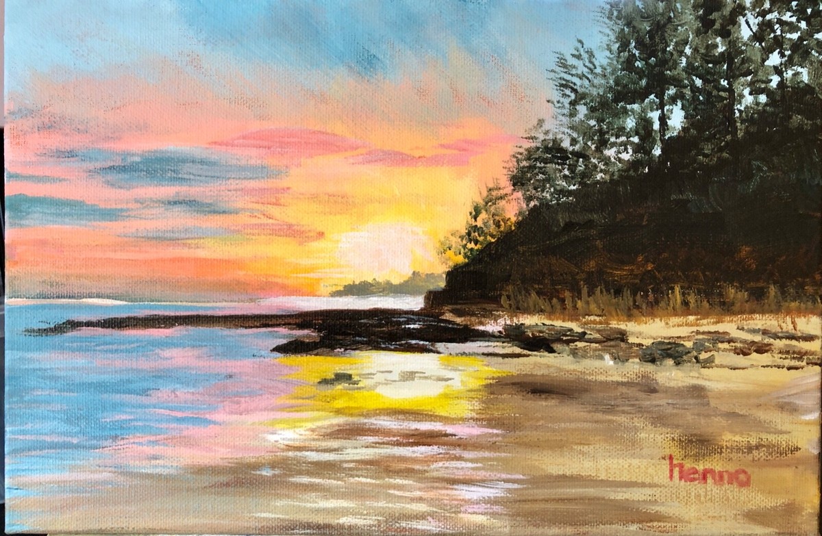 Acrylic Landscape Painting Sunset Beach Beach Sunset Oil Painting