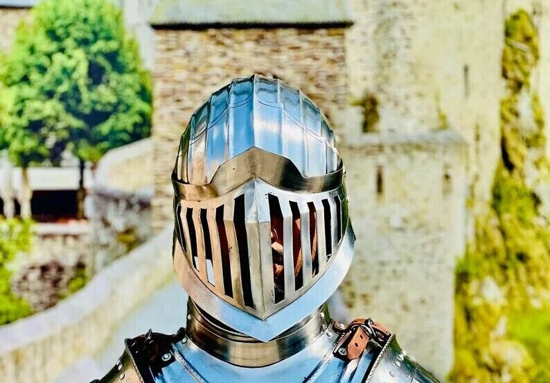 Knight Helmet Costume Flip Front Medieval Knight Helmet | Silver