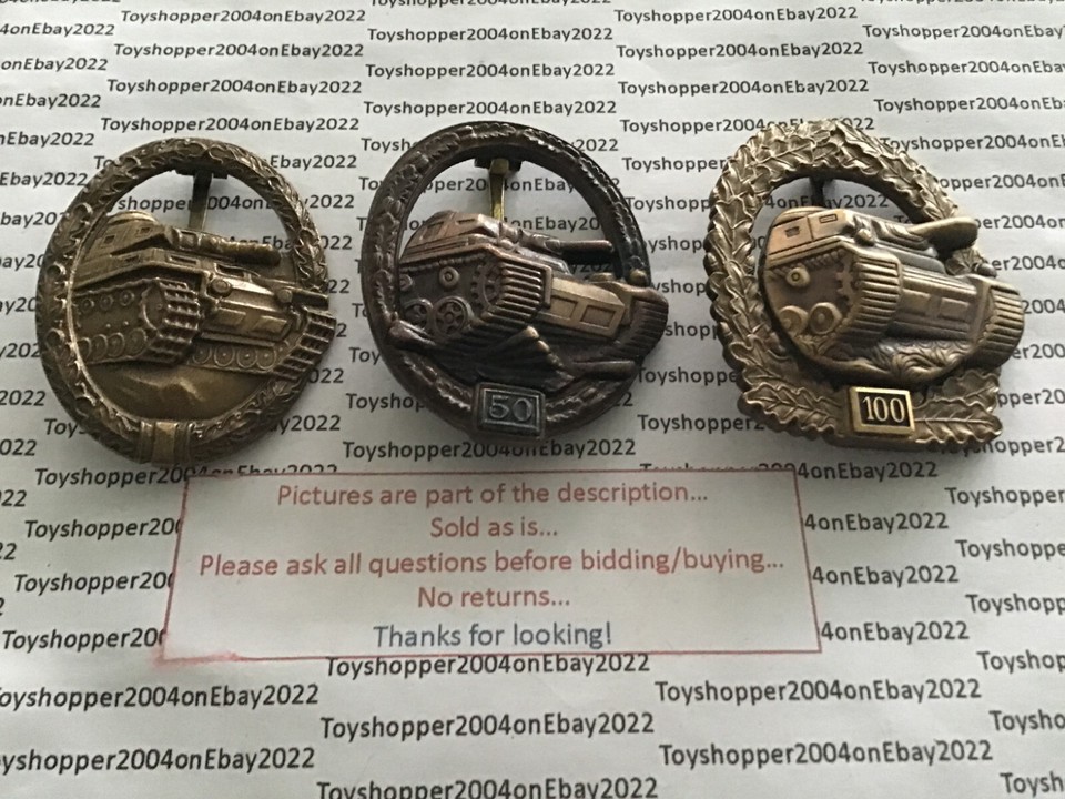 3 X German WW2 1957 Army Veteran Tank / Panzer Assault Badges in Bronze ...