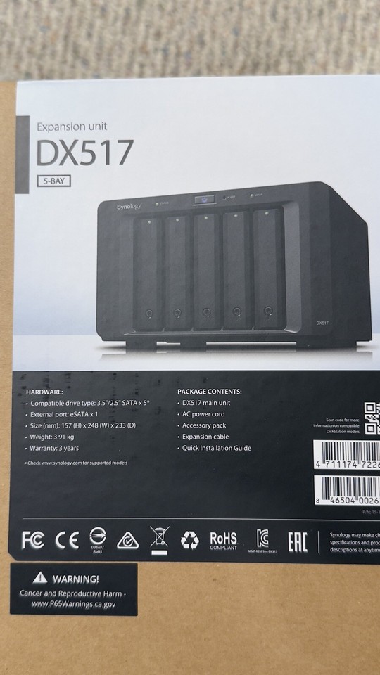 Synology DX517 70TB 5 Bay Expansion Unit +2 3TB WD Red drives | eBay