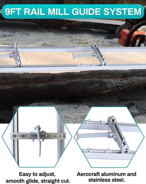 VEVOR Chainsaw Rail Mill Guide System 9ft 4 Reinforce Saw Mill Set ...