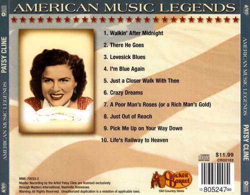 Patsy Cline CD American Music Legends Cracker Barrel Old Country Store ...