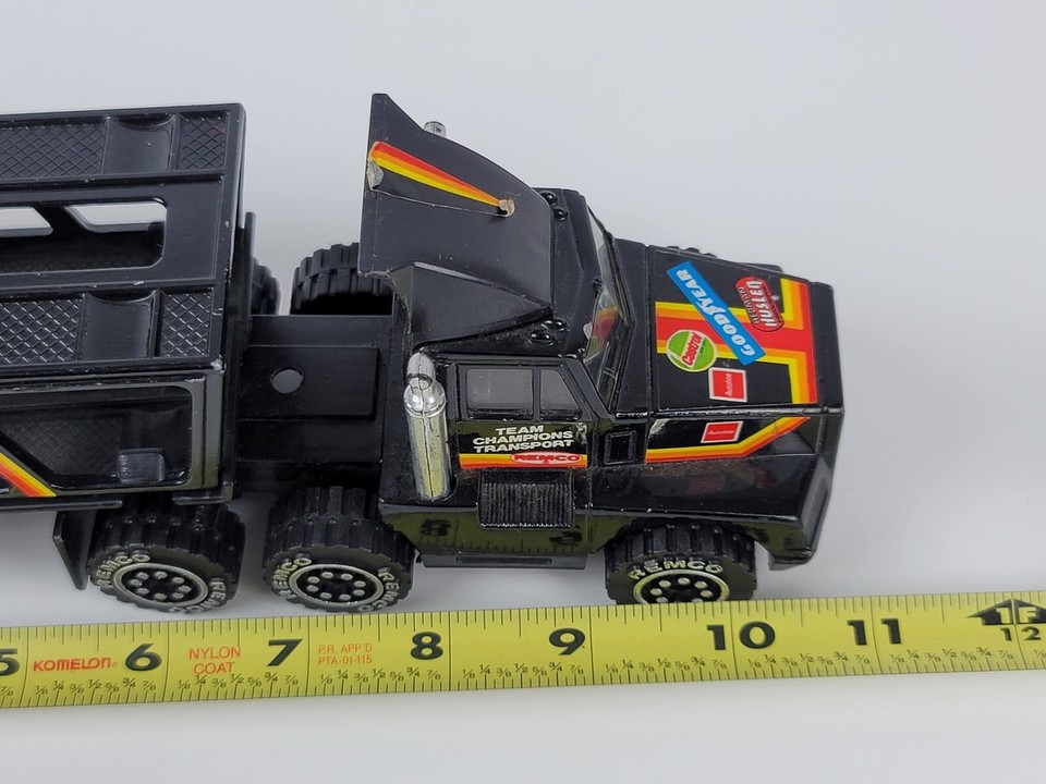 Vintage 1989 Remco Tractor Trailer Truck Car Carrier Black Good ...