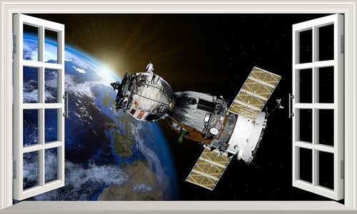 Space Craft Soyuz Satellite 3D Magic Window Wall Art Self Adhesive ...
