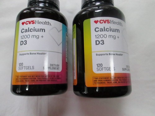 CVS (2) Calcium 1200mg + D3 Bone Health Supplement 120 Soft Gels , Exp ...
