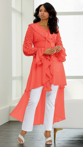 Size 3X PLUS Ashro Coral Hi-Lo Alameda Top Blouse | eBay