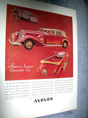 1934 Auburn Phaeton large-mag color car ad -Indiana -"Smartest ...