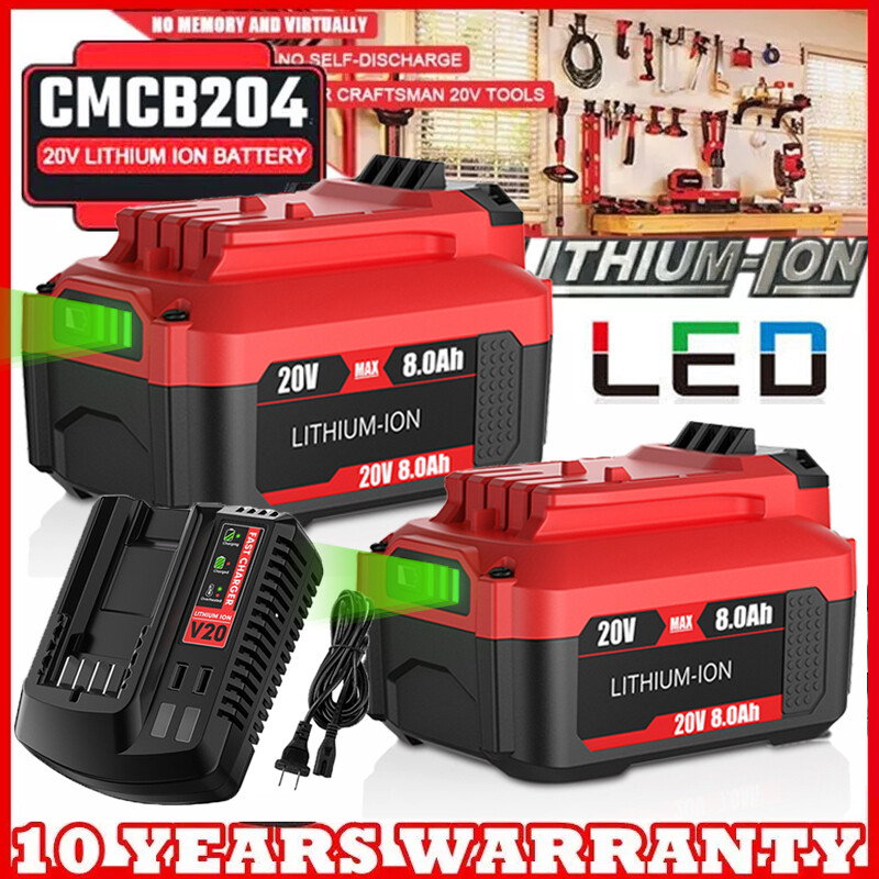 8.0Ah 20V For Craftsman V20 20 Volt MAX Li-ion Battery CMCB204 CMCB202 ...