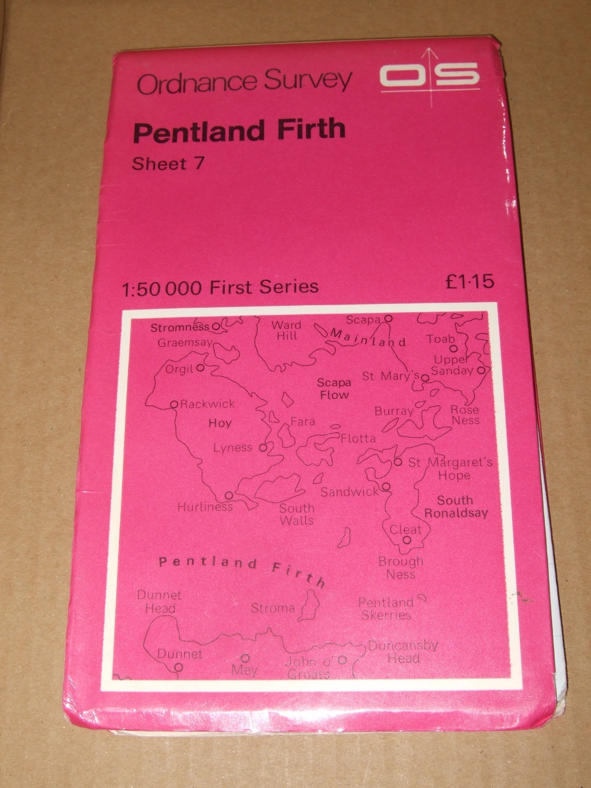 ORDNANCE SURVEY SHEET MAP PENTLAND FIRTH SHEET 7 NO RIPS TEARS VGC ...