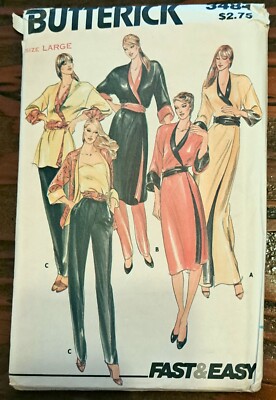 🧵 Vtg Butterick Pattern 3484 Size Large Uncut FF Dress/Jacket/Pants ...
