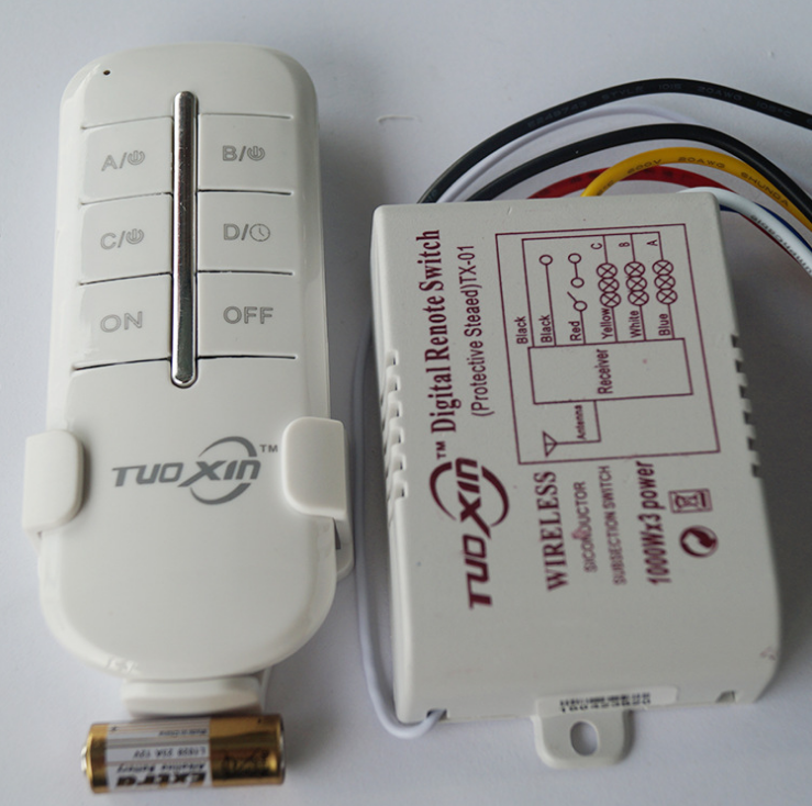 Three Ways ON/OFF 220V Wireless Receiver Lamp Light RF Remote Control ...