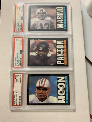 1985 Topps Walter Payton #33 Warren Moon #251 Dan Marino #314 PSA Lot ...