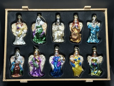 Vintage 2004 Thomas Pacconi Blown Glass Christmas Angel Ornament SET ...