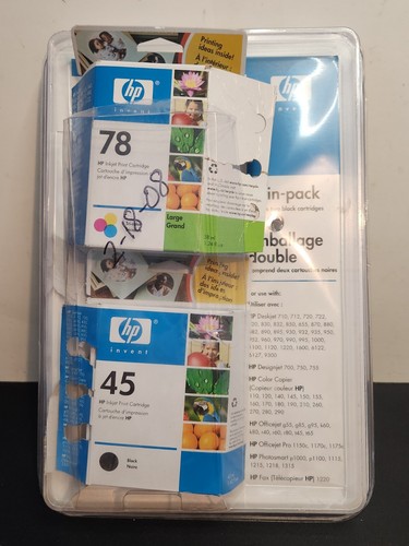 HP Ink Inkjet Print PC Cartridge 45 Black Noire 78 Tri-color Factory ...
