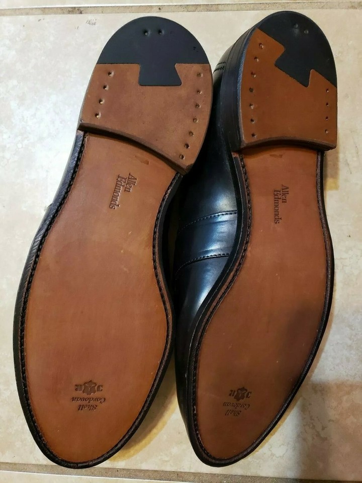 ALLEN EDMONDS SHELL CORDOVAN RANDOLPH Black Penny Loafers 9.5A Horween ...