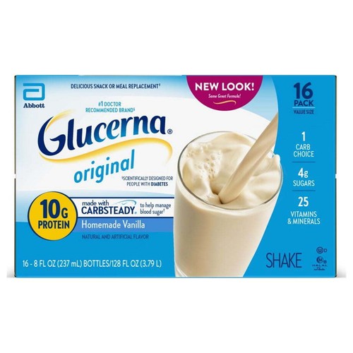 Glucerna Original Diabetic Protein Shake Homemade Vanilla 8Fl Oz Bottle ...