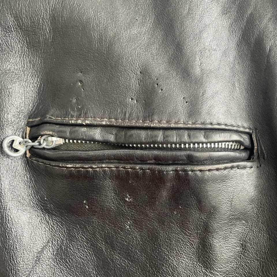 Vtg Cafe Racer Black Leather Motorcycle Jacket L XL Talon | eBay