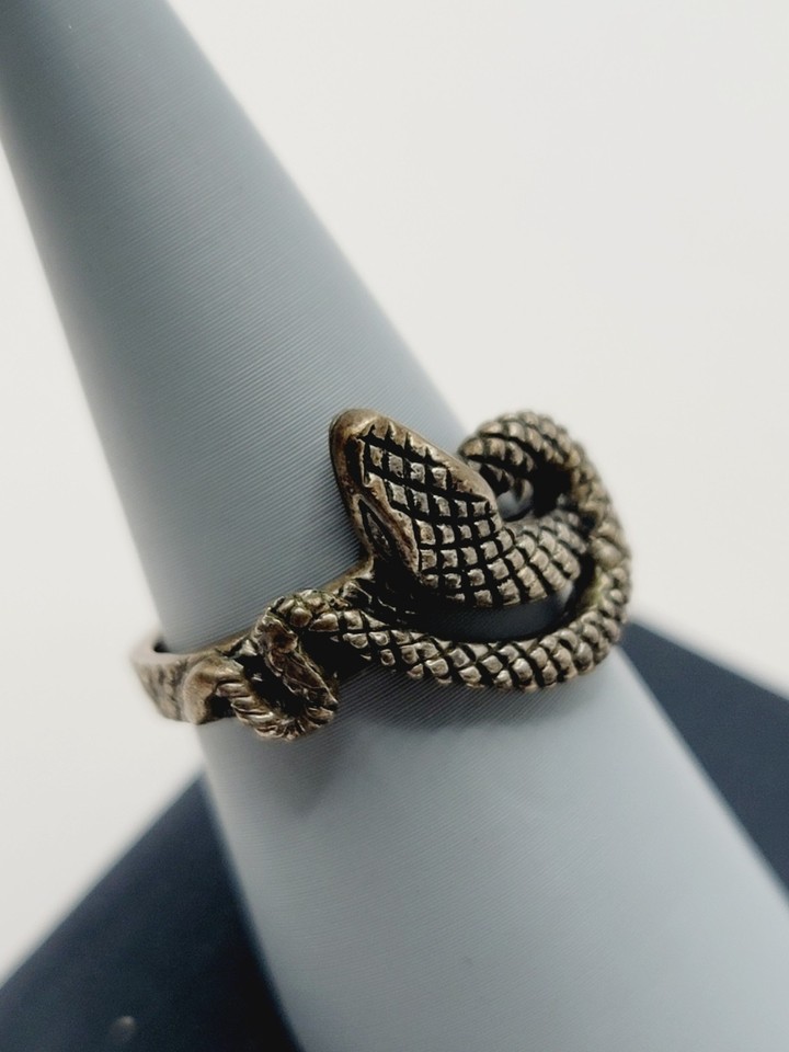 Sterling Silver 925 Textured Snake Serpent Figural Ring Size 8 | eBay