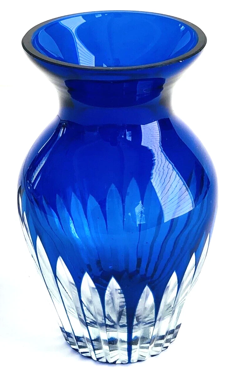 discount online Vintage Bohemian Czech Cobalt Blue Cut to Clear Glasses and Vase