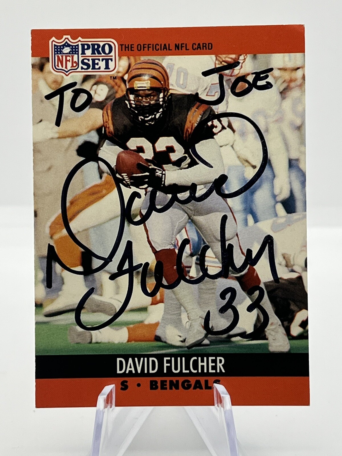 1990 Pro Set David Fulcher #462 Autograph Inscription Cincinnati ...