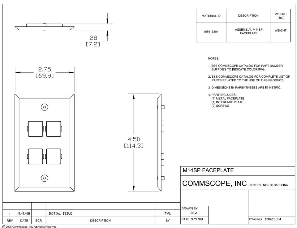 (QTY 4) Commscope Single Gang 4-Port Stainless Steel Faceplate Data ...